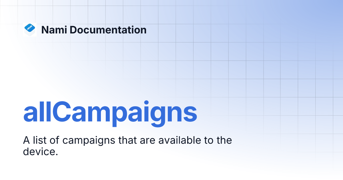 allCampaigns | Nami Public Documentation